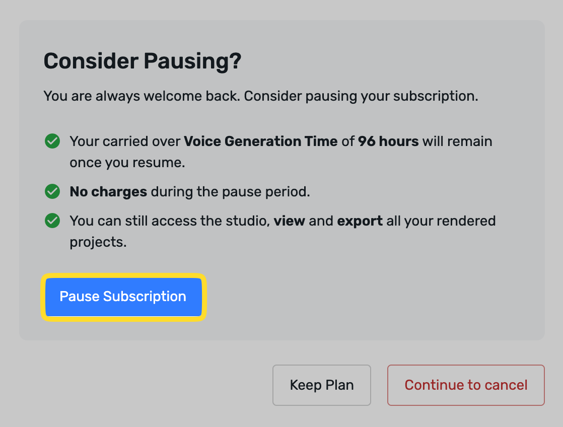 Pausing your Murf subscription